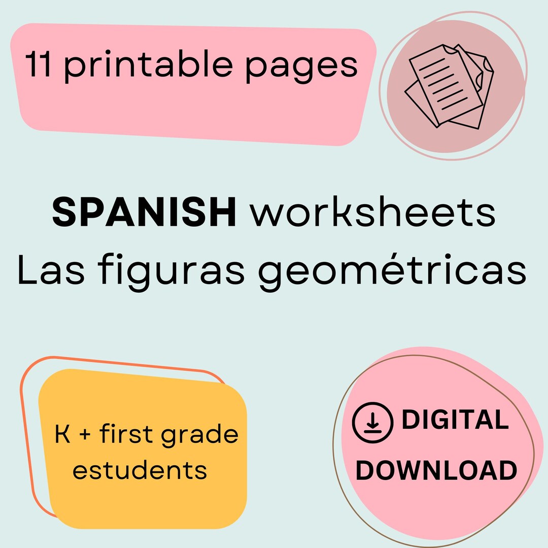 Las Figuras Geométricas Worksheets | Spanish Worksheets | Spanish for ...