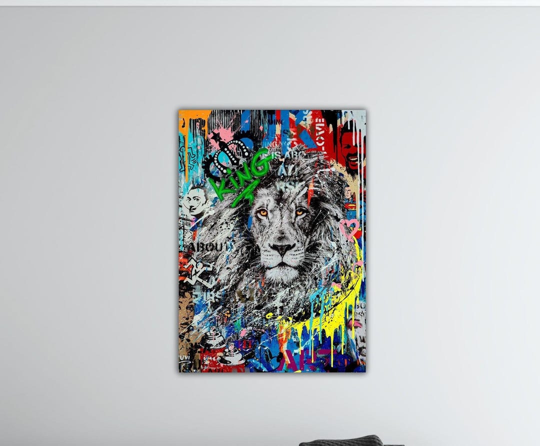 Banksy Lion Colorful Poster Graffiti Wall Art Graffiti Canvas Banksy ...