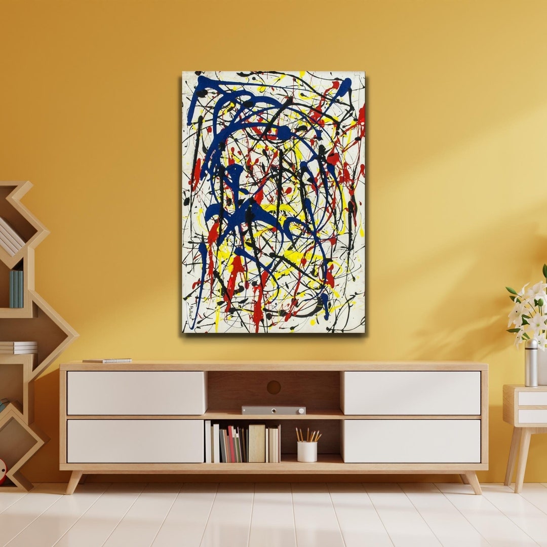 Jackson Pollock Painting Reproduction Canvas Pollock Wall Art Office ...