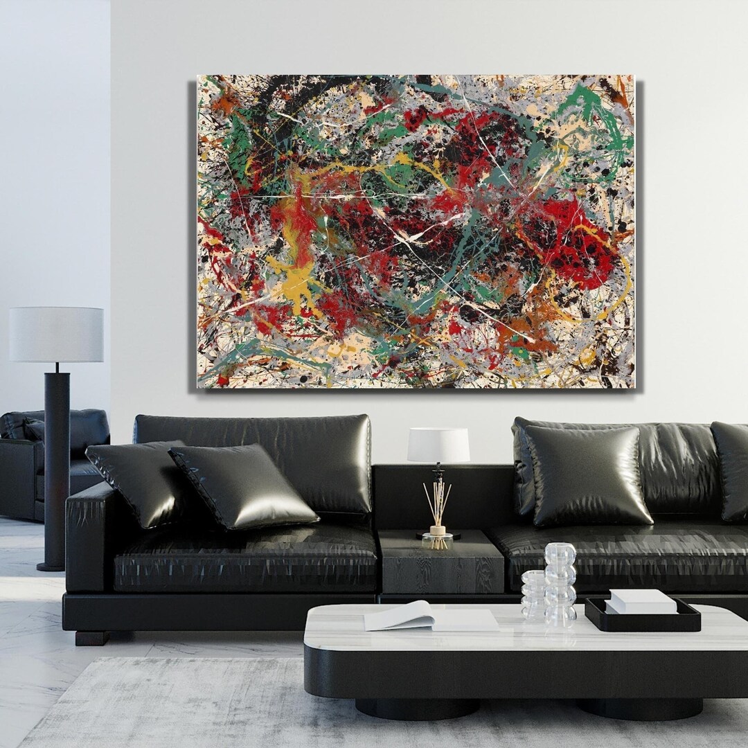 Jackson Pollock Paint Pollok Canvas Office Room Decor Modern Wall Art ...