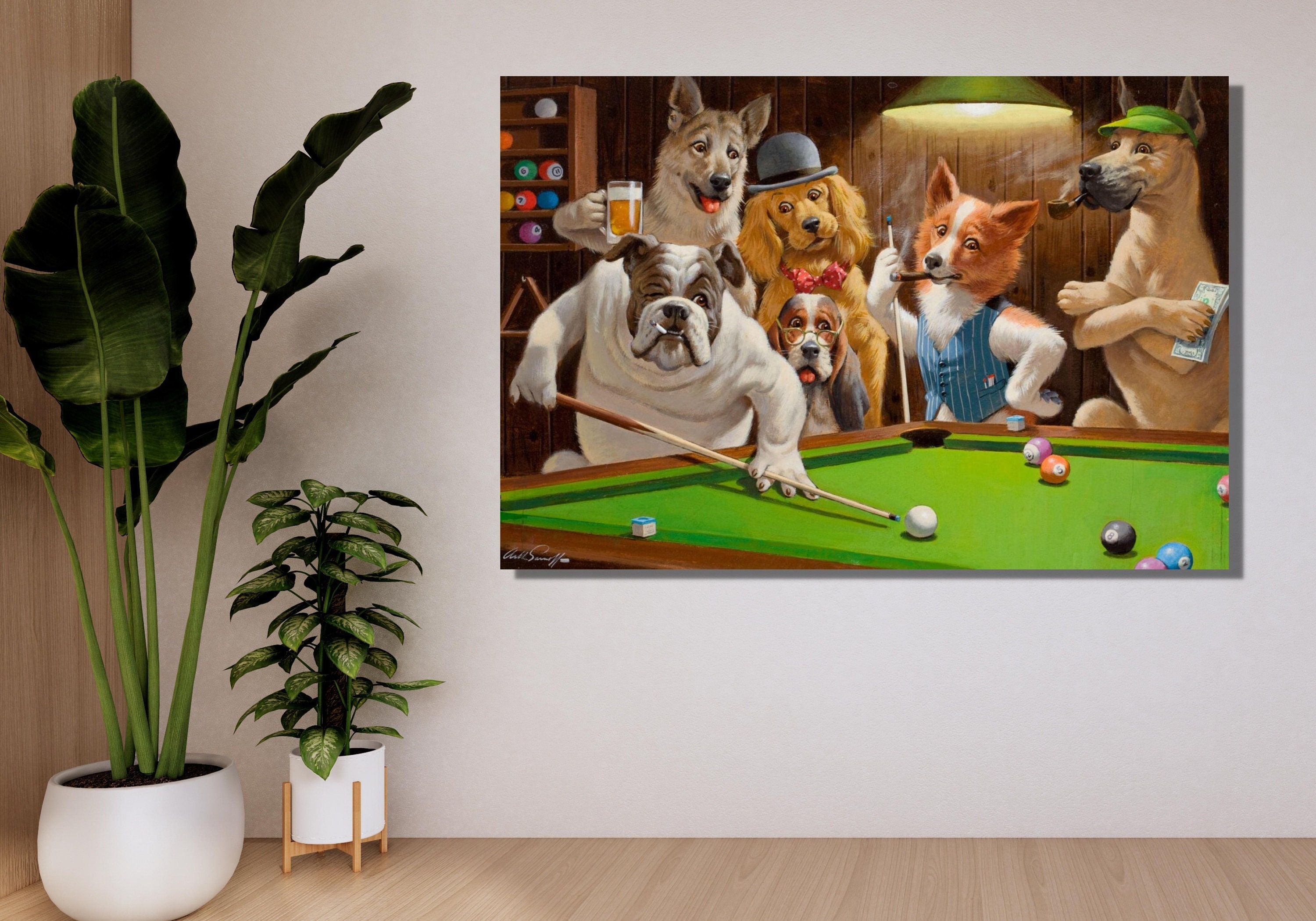 Dogs Playing Billiard Series by Cassius Marcellus Coolidge Canvas ...