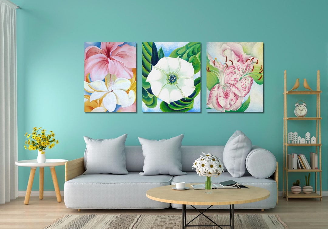 Set of 3 Georgia O'keeffe Flowers Canvas Print Art ,set of Three ...