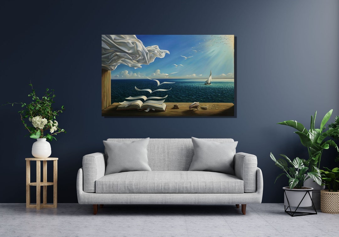 Salvador Dali Book to Birds Canvas Wall Art,salvador Dali Poster Arts ...