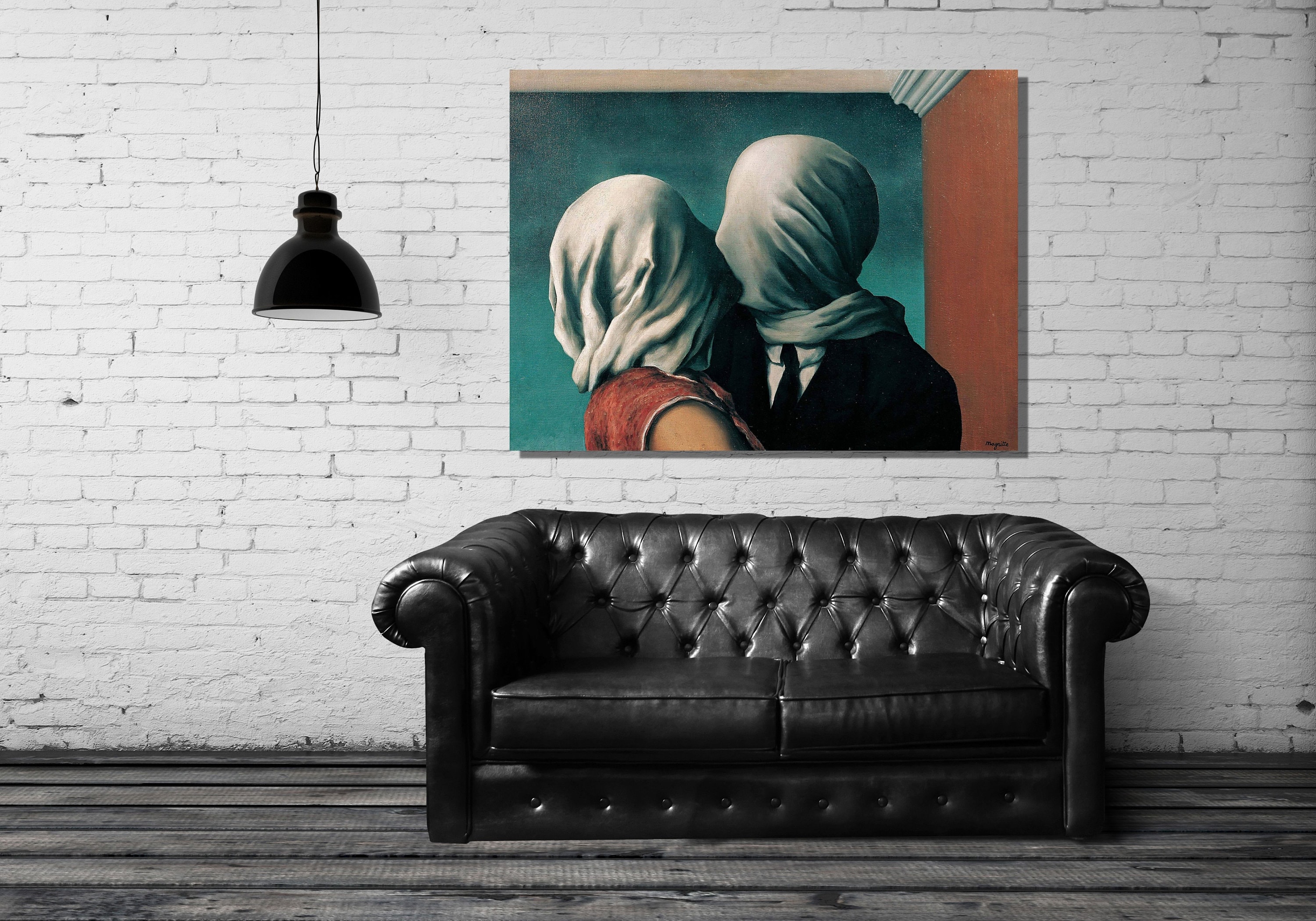 The Lovers Kissing Poster Canvas Wall Art by Rene - Etsy