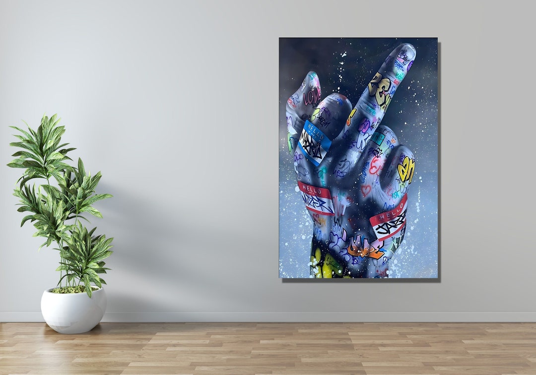 Middle Finger Graffiti Canvas Poster Art, Middle Finger Graffiti Canvas ...