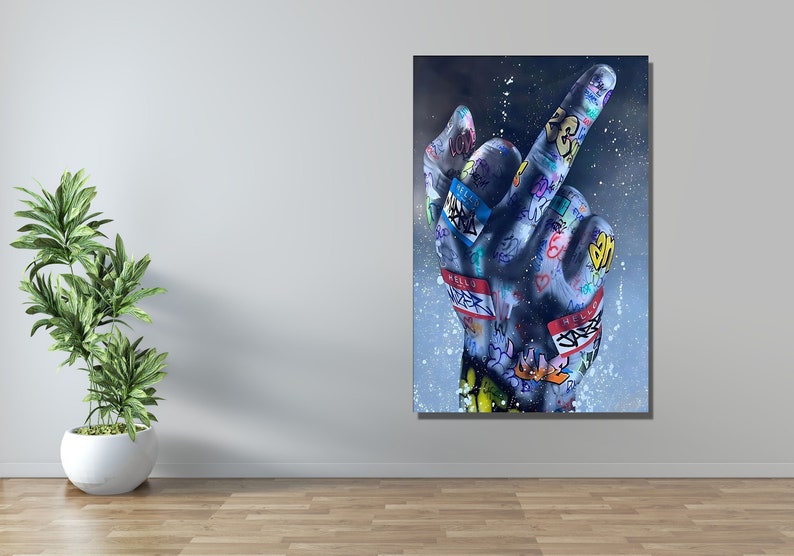Middle Finger Graffiti Canvas Poster Art, Middle Finger Graffiti Canvas ...