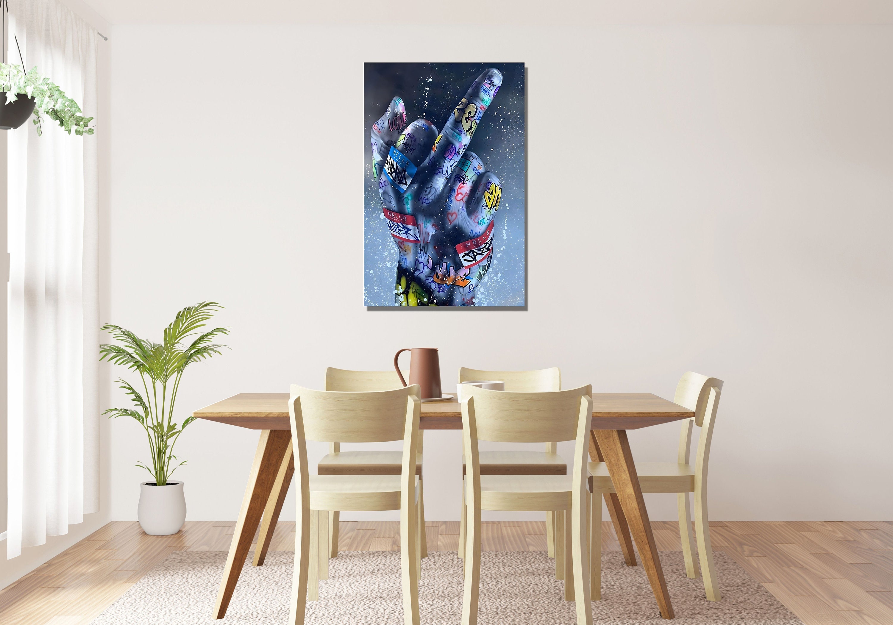 Middle Finger Graffiti Canvas Poster Art, Middle Finger Graffiti Canvas ...