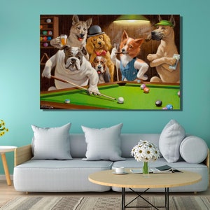 Dogs Playing Billiard Series by Cassius Marcellus Coolidge Canvas ...