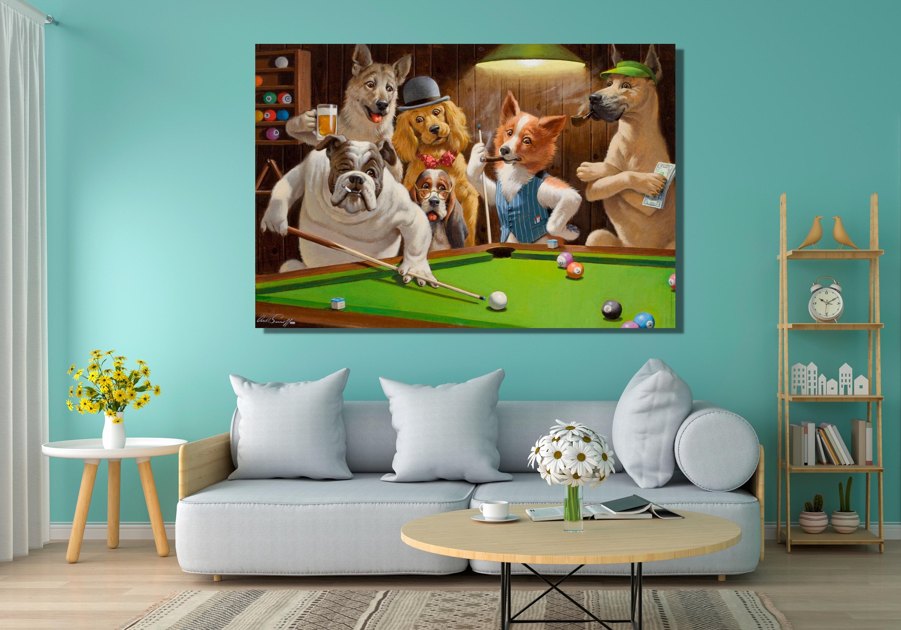 Dogs Playing Billiard Series by Cassius Marcellus Coolidge Canvas ...