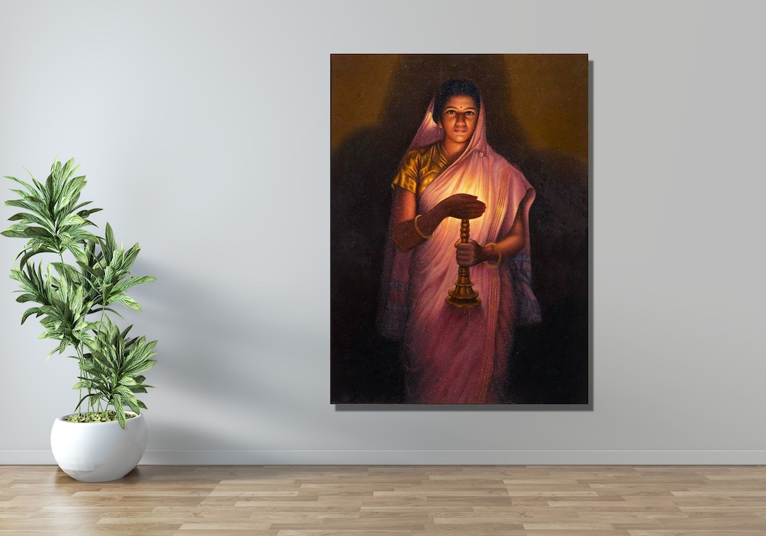 Lady With the Lamp Canvas Wall Art, Lady With the Lamp Poster, Glow of ...