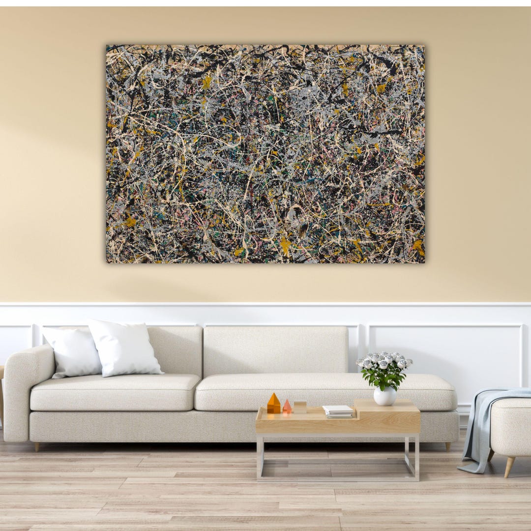 Jackson Pollock Painting Reproduction Wall Art Office Room Decor Modern ...
