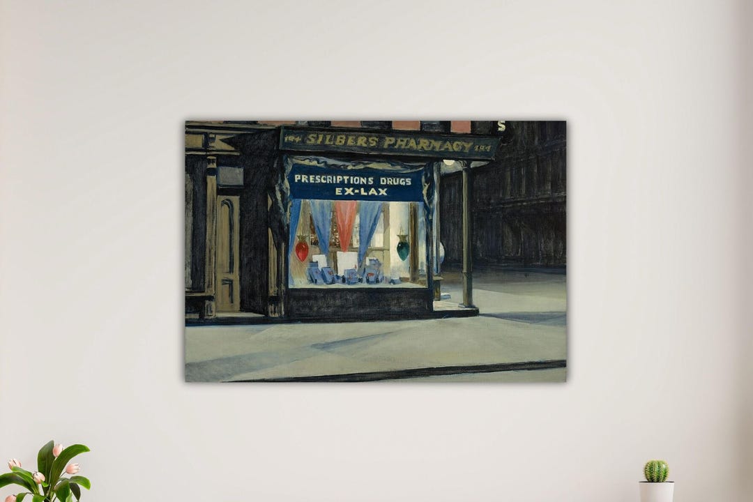 Edward Hopper - Drugstore 1927 Wall Art Edward Hopper Canvas Hopper ...