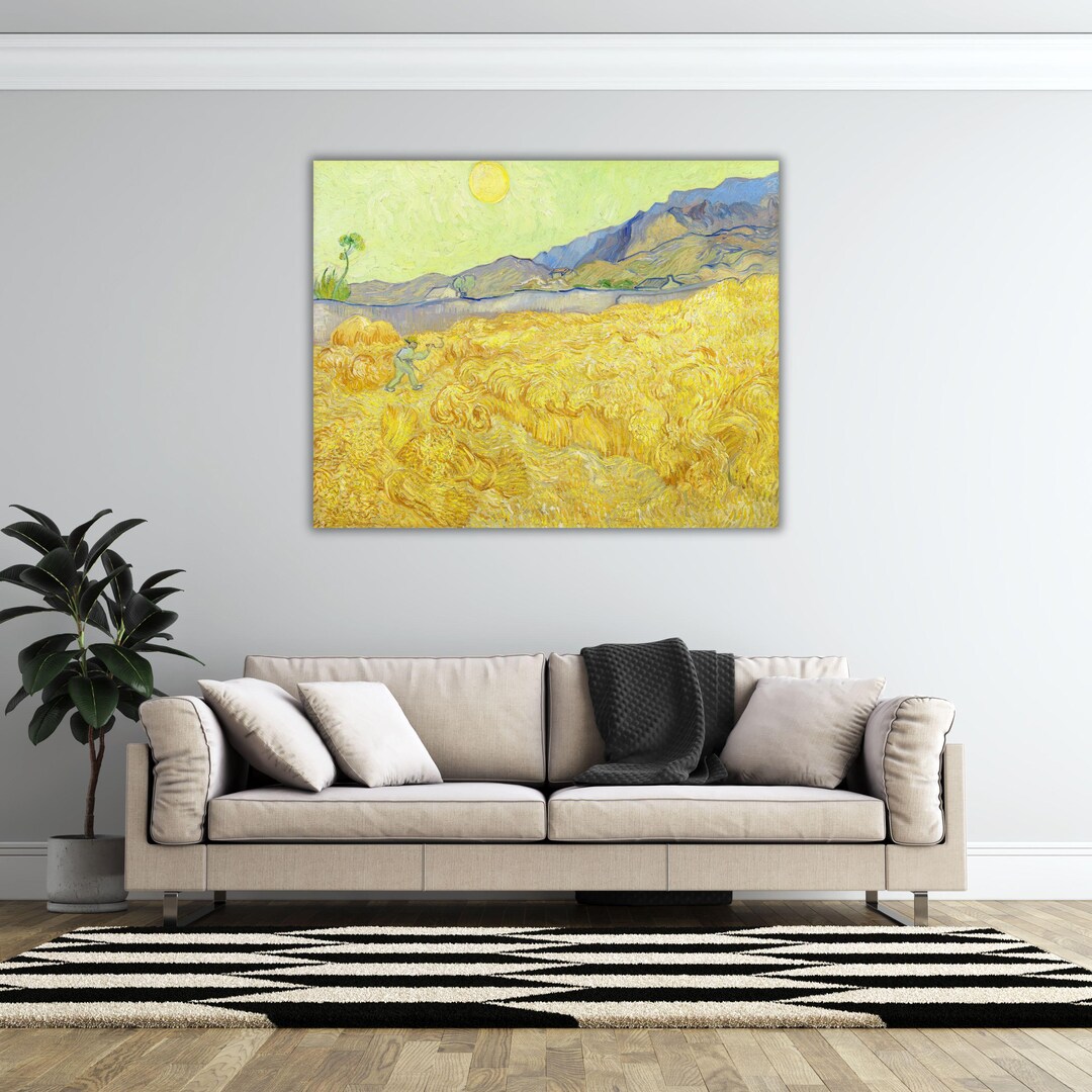 Van Gogh_s Wheatfield With A Reaper (1889) Poster Van Gogh Paint Van ...