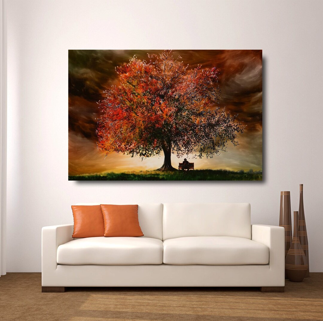 The Big Oak Tree Canvas Wall Art,the Big Oak Canvas Print Art,the Big ...