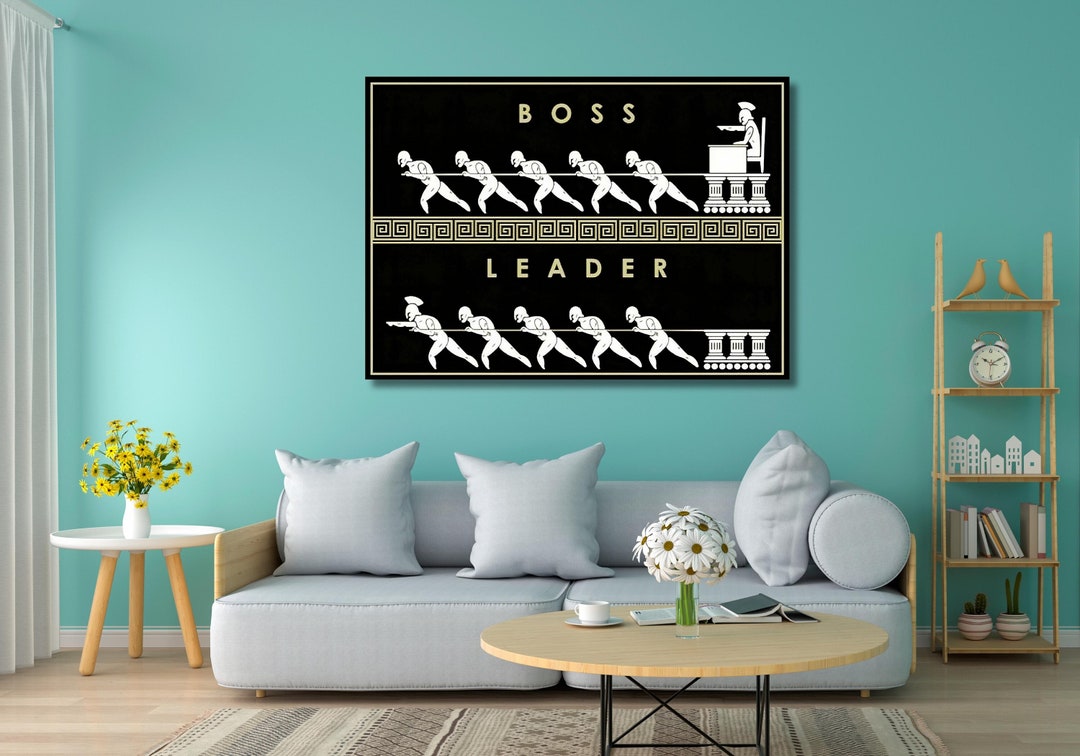 Leader Vs Boss Behaviours Cannvas Poster Arts Motivational Poster Print ...