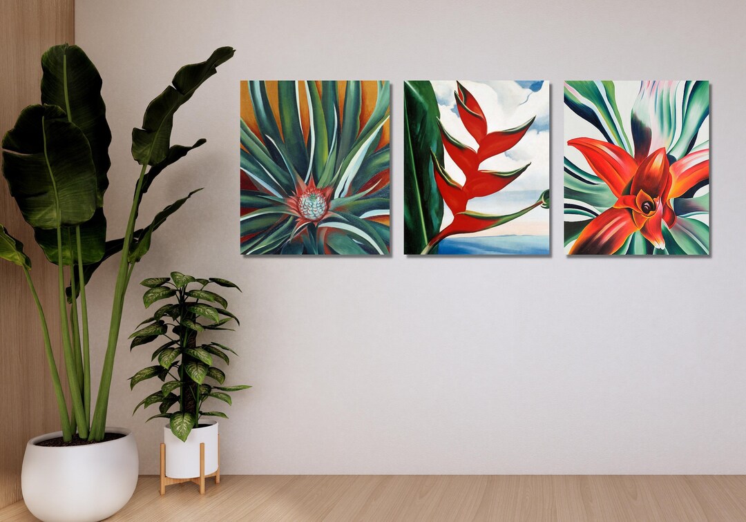 Set of 3 Georgia O'keeffe Flowers Canvas,set of Three Georgia O'keeffe ...