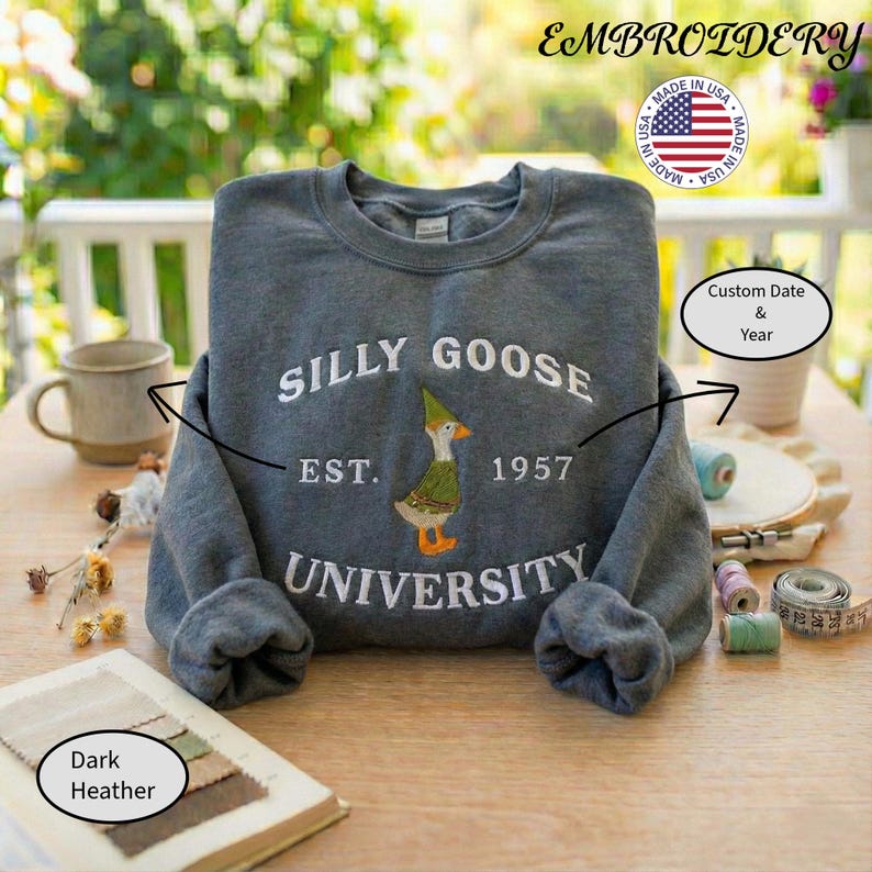 Custom Silly Goose University Embroidered Sweatshirt | Personalized Est ...