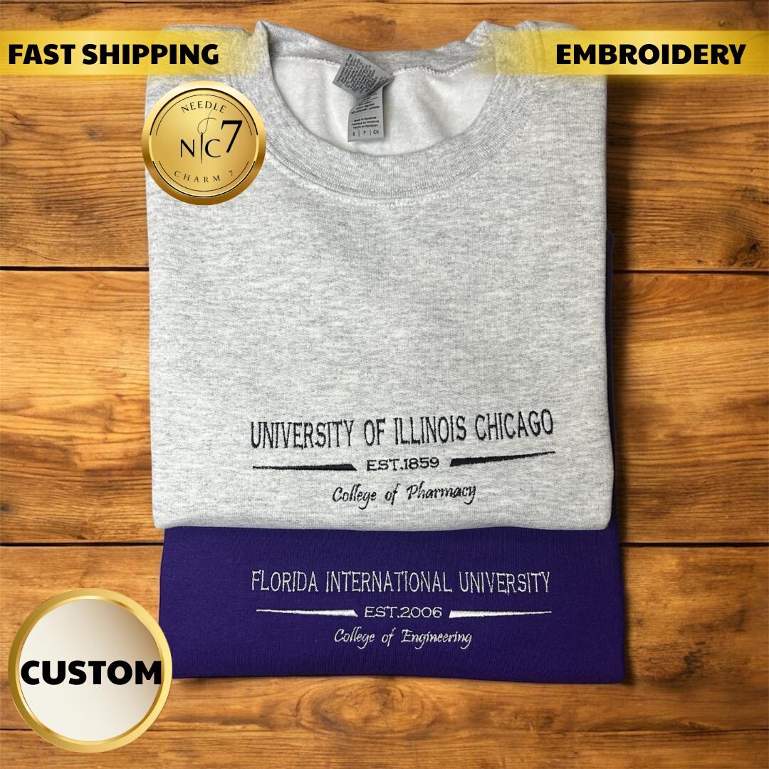 Custom College Embroidered Sweatshirt – Personalize Your School Pride ...
