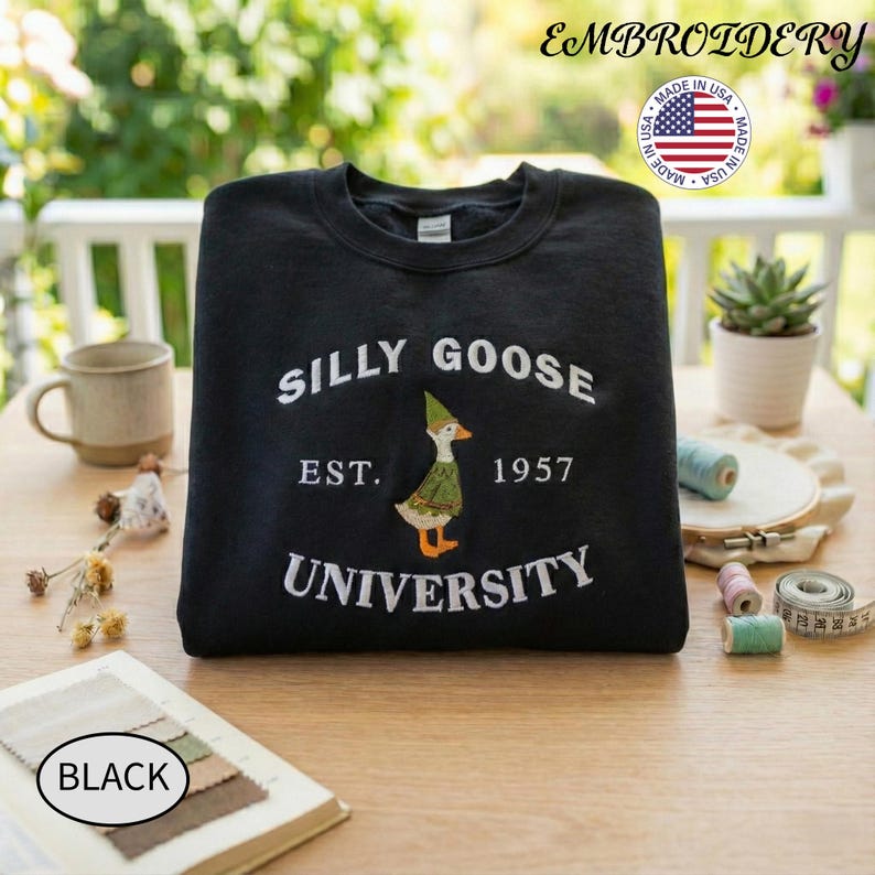 Custom Silly Goose University Embroidered Sweatshirt | Personalized Est ...