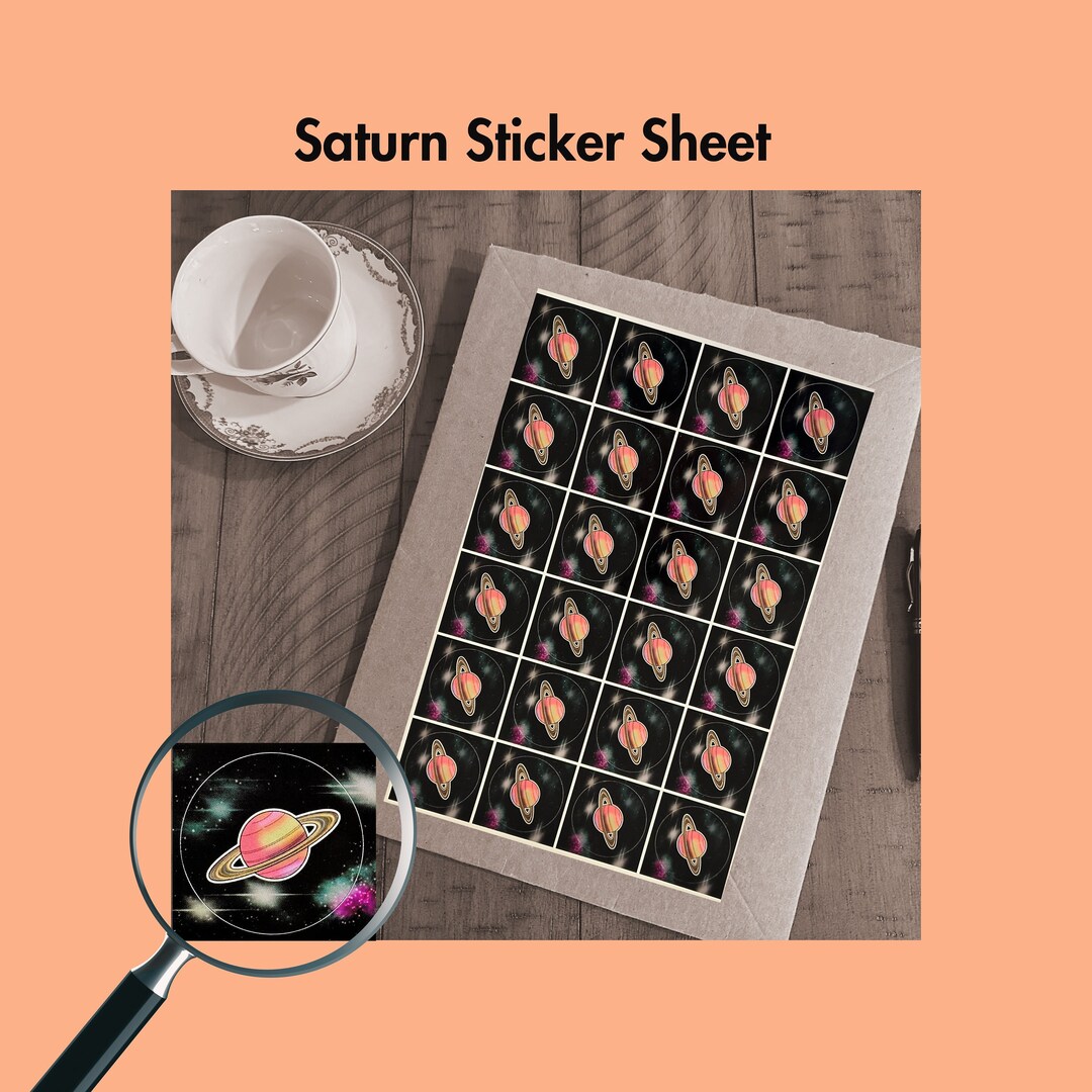 Saturn Sticker Sheet: Cosmic Artistry for Space & Astrology - Etsy