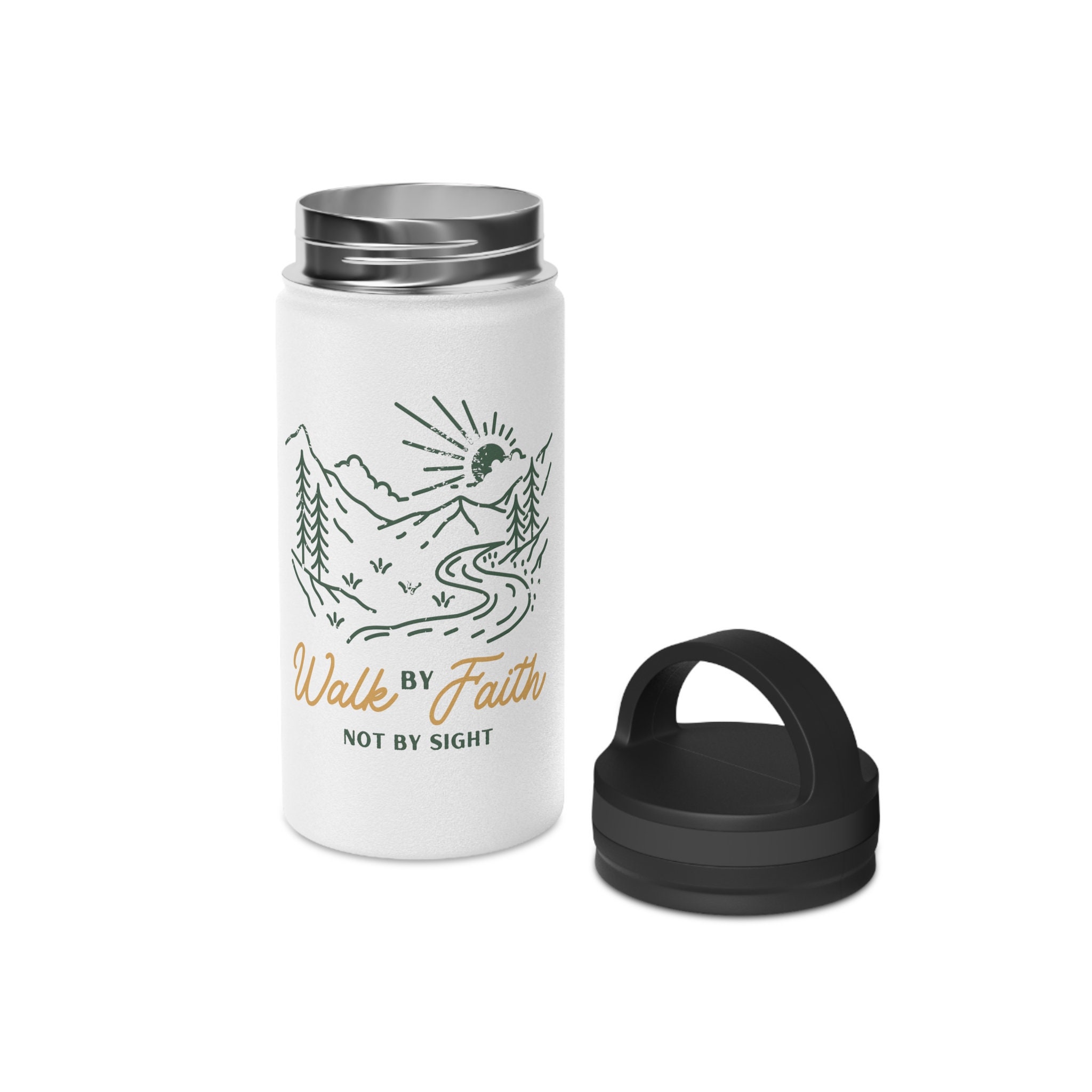 Walk by Faith, Not by Sight Stainless Steel Water Bottle, Handle Lid - Etsy