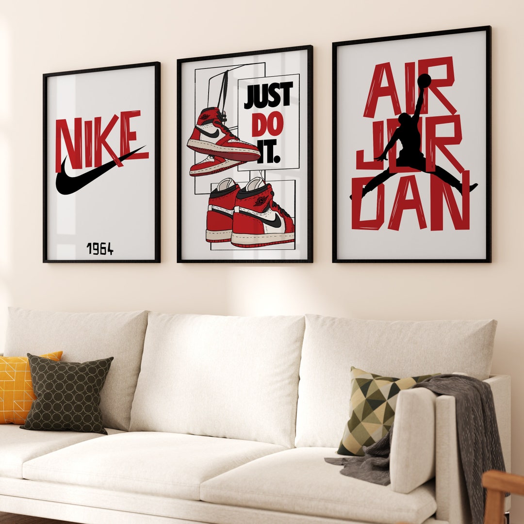 Red Sneaker Artwork Sneakerhead Poster Red Hypebeast Wall Art Sneaker ...