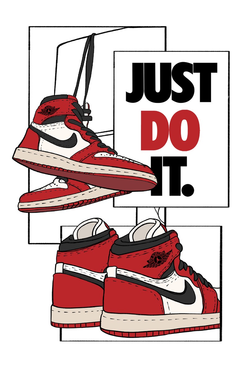 Red Sneaker Artwork Sneakerhead Poster Red Hypebeast Wall Art Sneaker ...