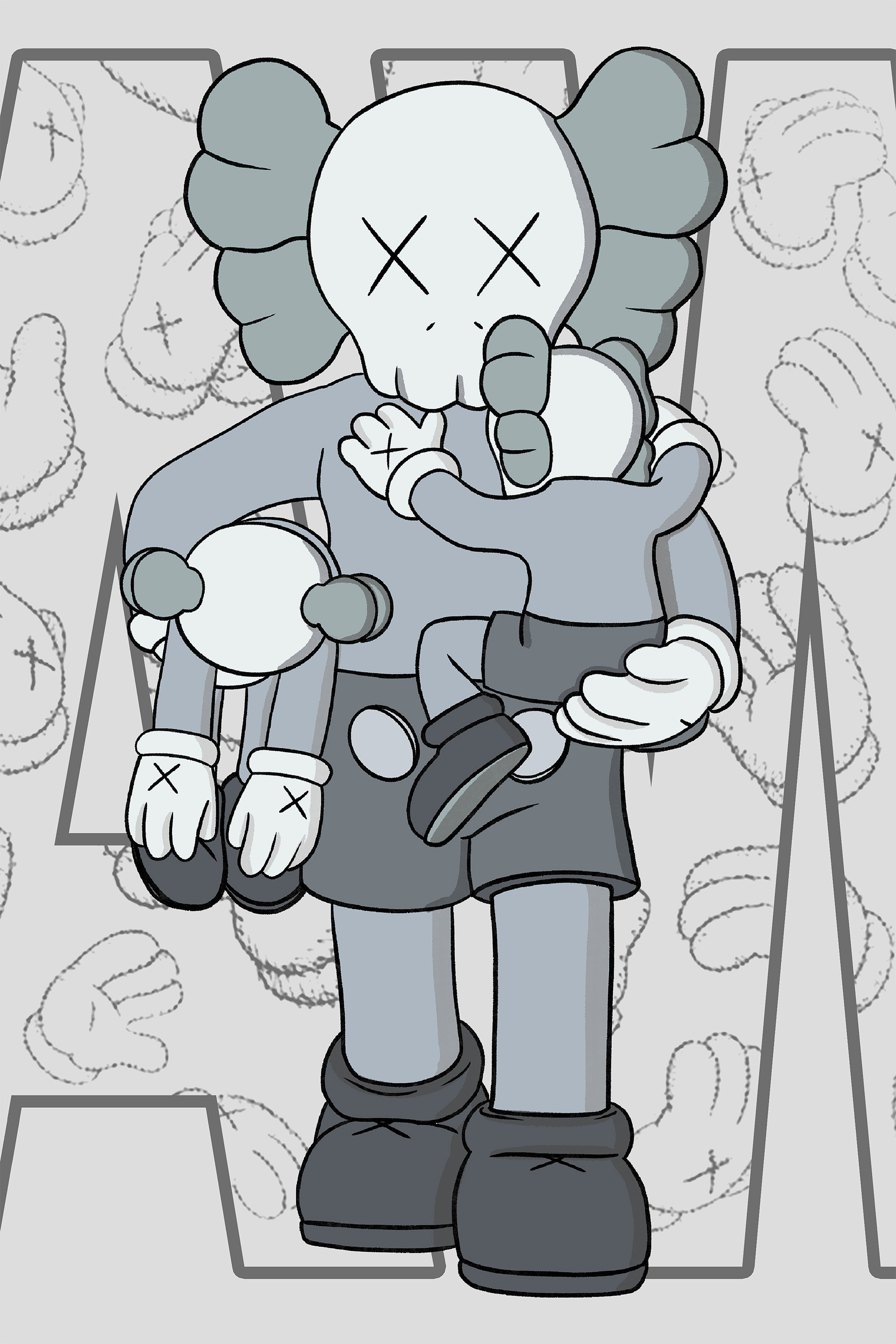 Gray Kaws Print Set of 3 Hypebeast Toys Poster-kaws Poster Print ...