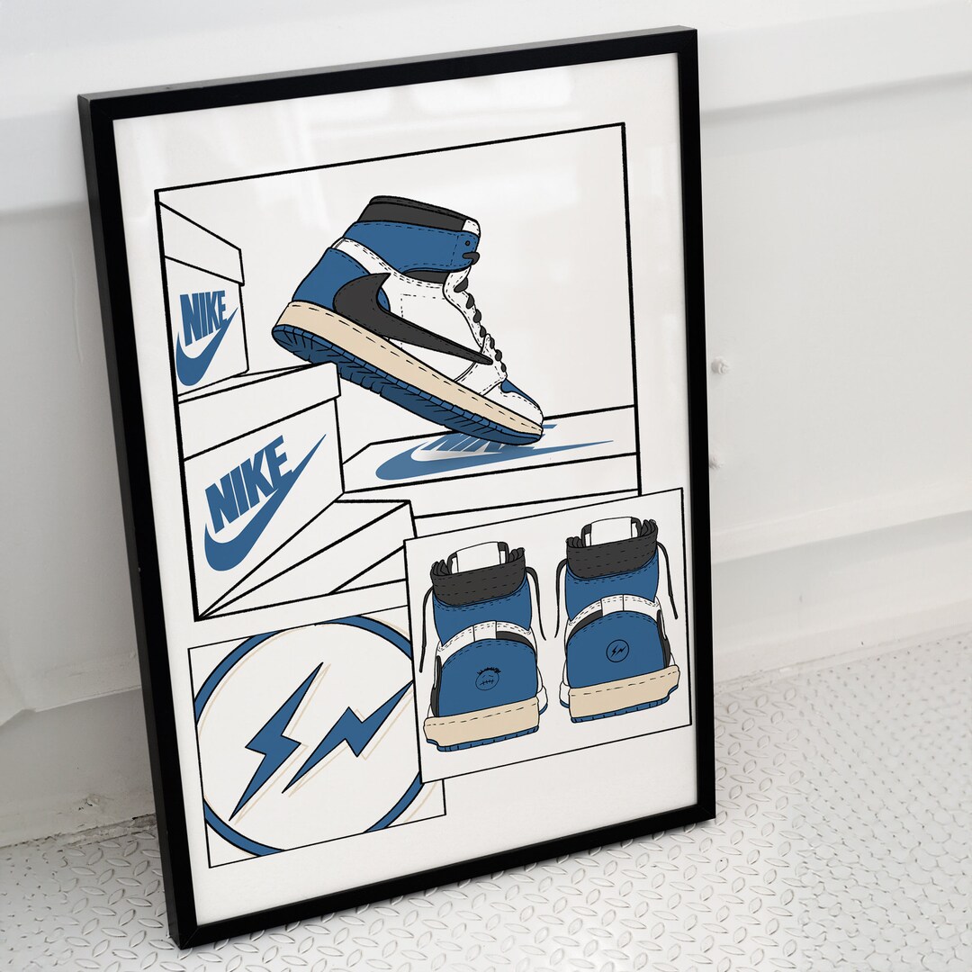 Blue Travis Scott Sneaker Poster-digital Sneaker Wall Art-hypebast ...