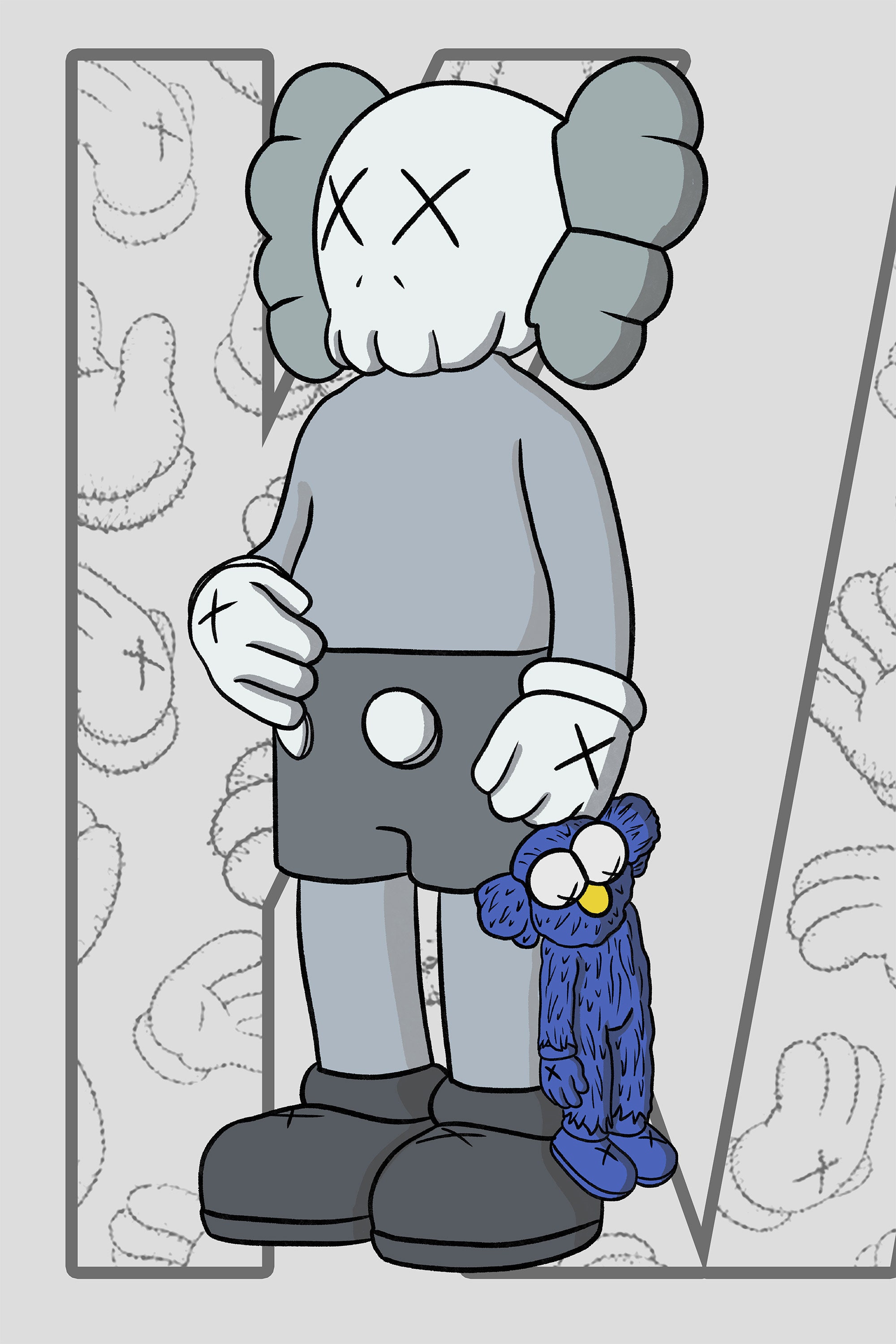 Gray Kaws Print Set of 3 Hypebeast Toys Poster-kaws Poster Print ...