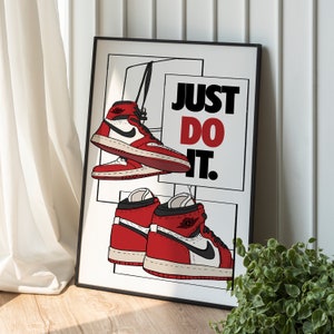 Red Sneaker Artwork Sneakerhead Poster Red Hypebeast Wall Art Sneaker ...
