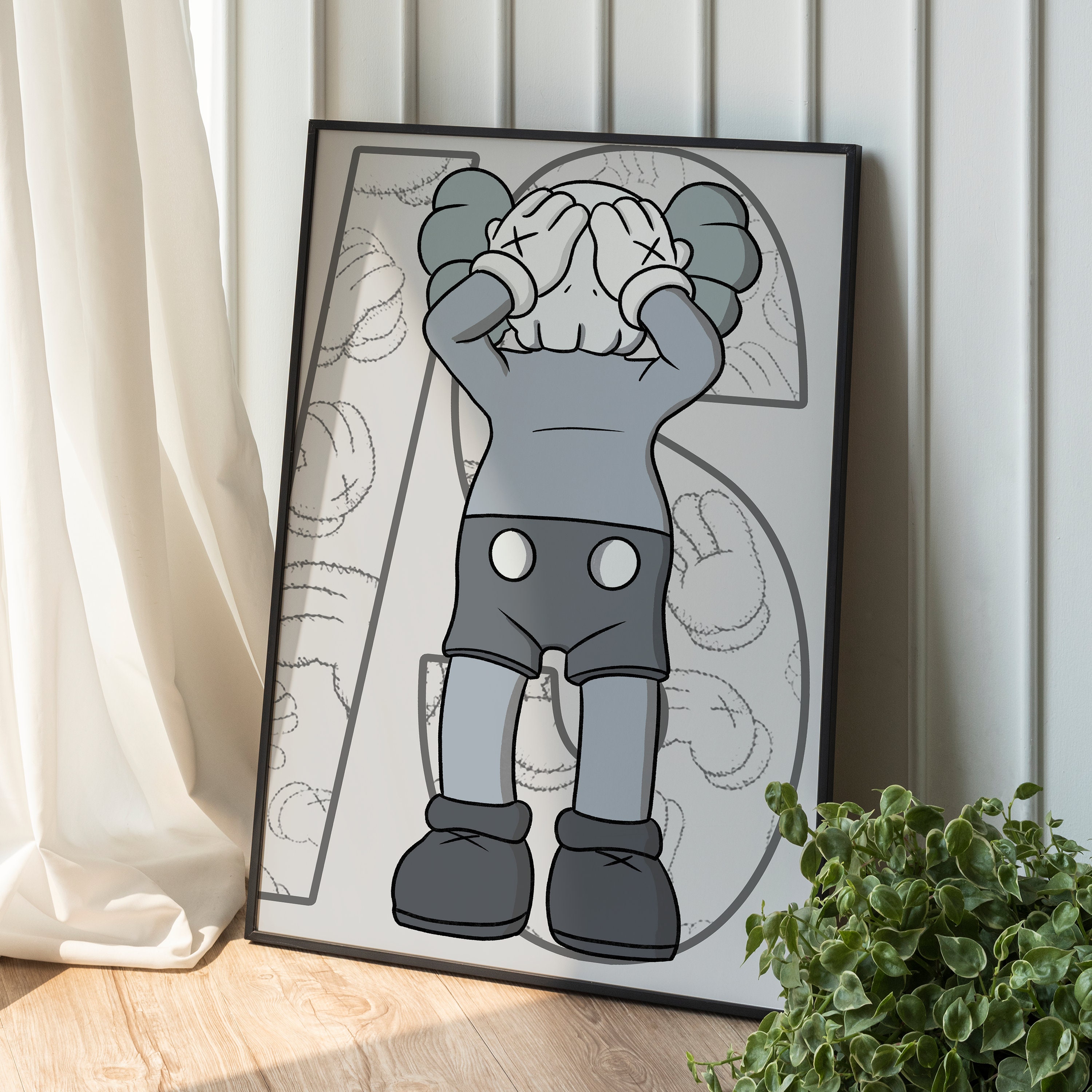 Gray Kaws Print Set of 3 Hypebeast Toys Poster-kaws Poster Print ...