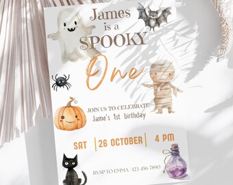 First Birthday Invitation, Halloween Birthday Invite, Spooky One ...