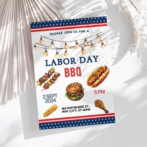 Labor Day BBQ Party Invitation, Editable Labor Day Barbecue Celebration ...