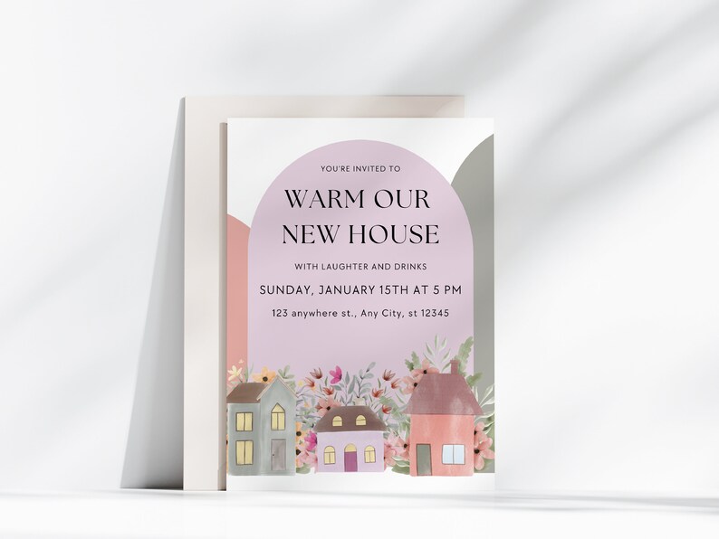 Editable Housewarming Party Invitation, Warm Our New House, Colorful ...