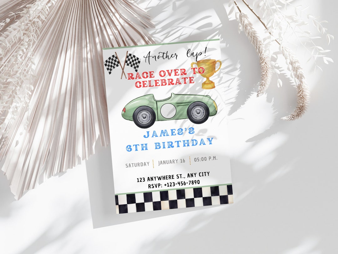 Another Lap Race Over to Celebrate Birthday Invitation, Party Invite ...