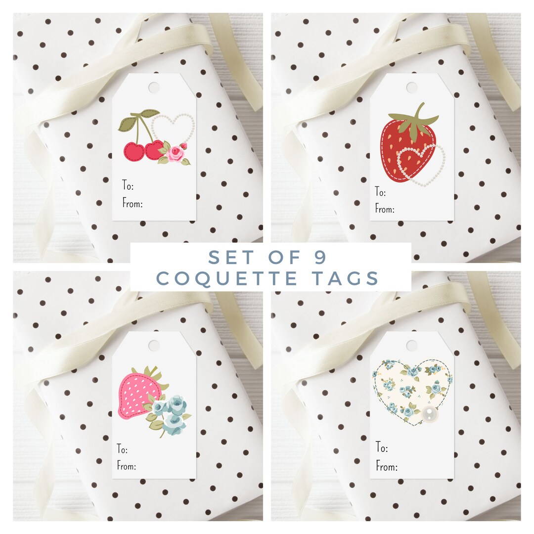 Coquette Gift Tags Printable, Valentine's Day Tag, Gift for Her, Floral ...