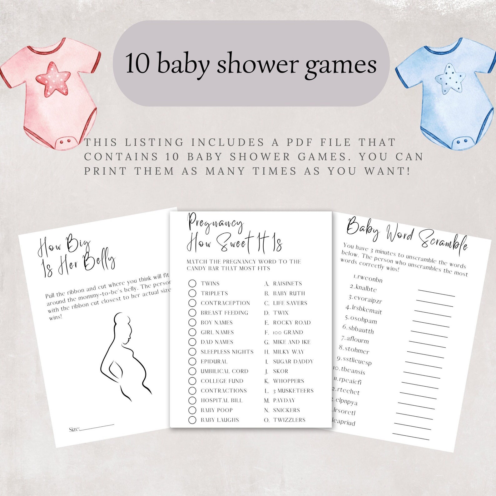 Baby Shower Games, Printable Pregnancy Games, Bingo, Word Scramble, Who ...