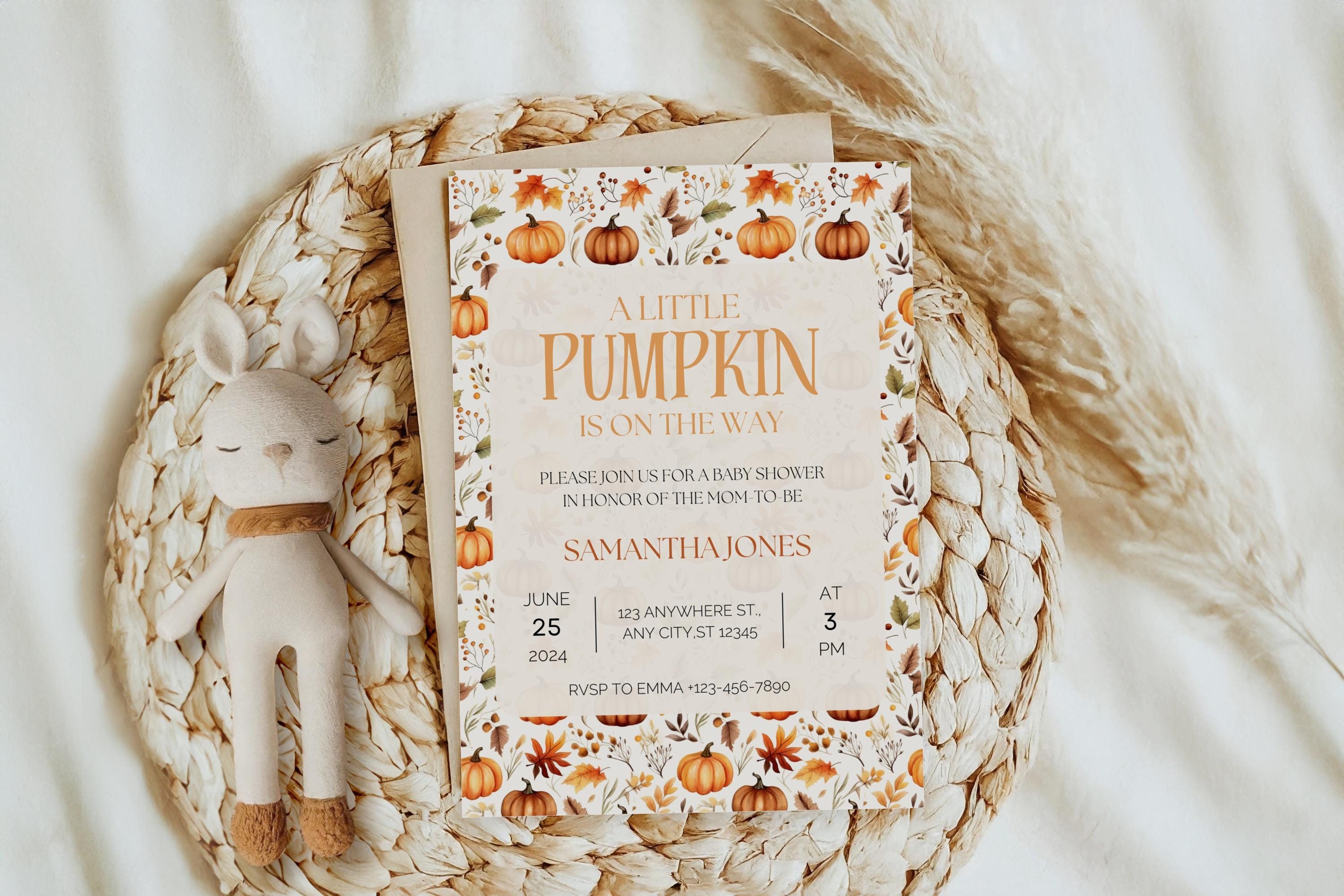 Pumpkin Baby Shower Invitation, Fall Baby Shower Invitation, A Little ...
