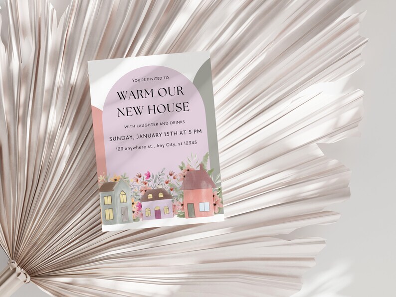 Editable Housewarming Party Invitation, Warm Our New House, Colorful ...