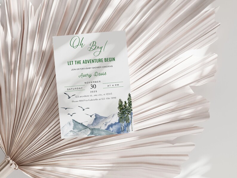 Let the Adventure Begin Baby Shower Invitation, Oh Boy, Woodland Nature ...