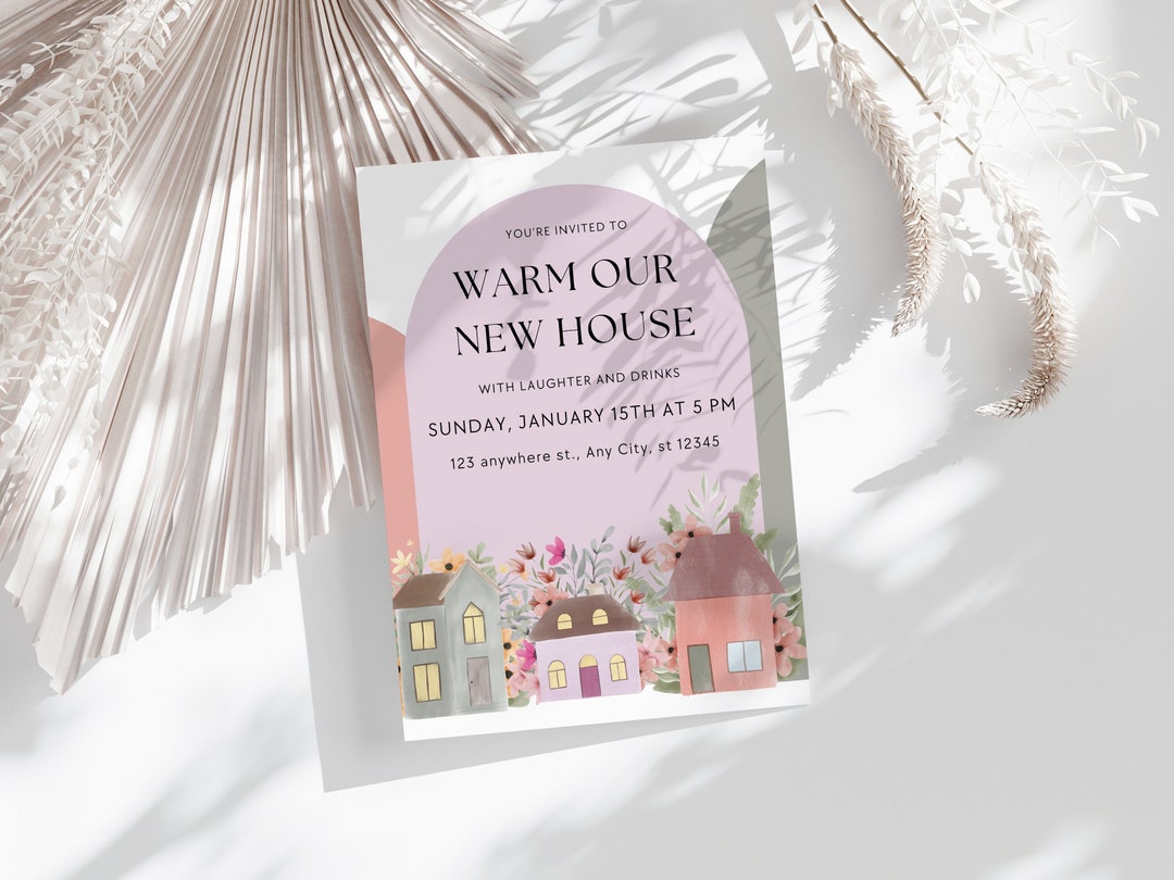 Editable Housewarming Party Invitation, Warm Our New House, Colorful ...