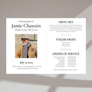 Minimalistic Black White Funeral Program, Obituary Card for Man, in ...