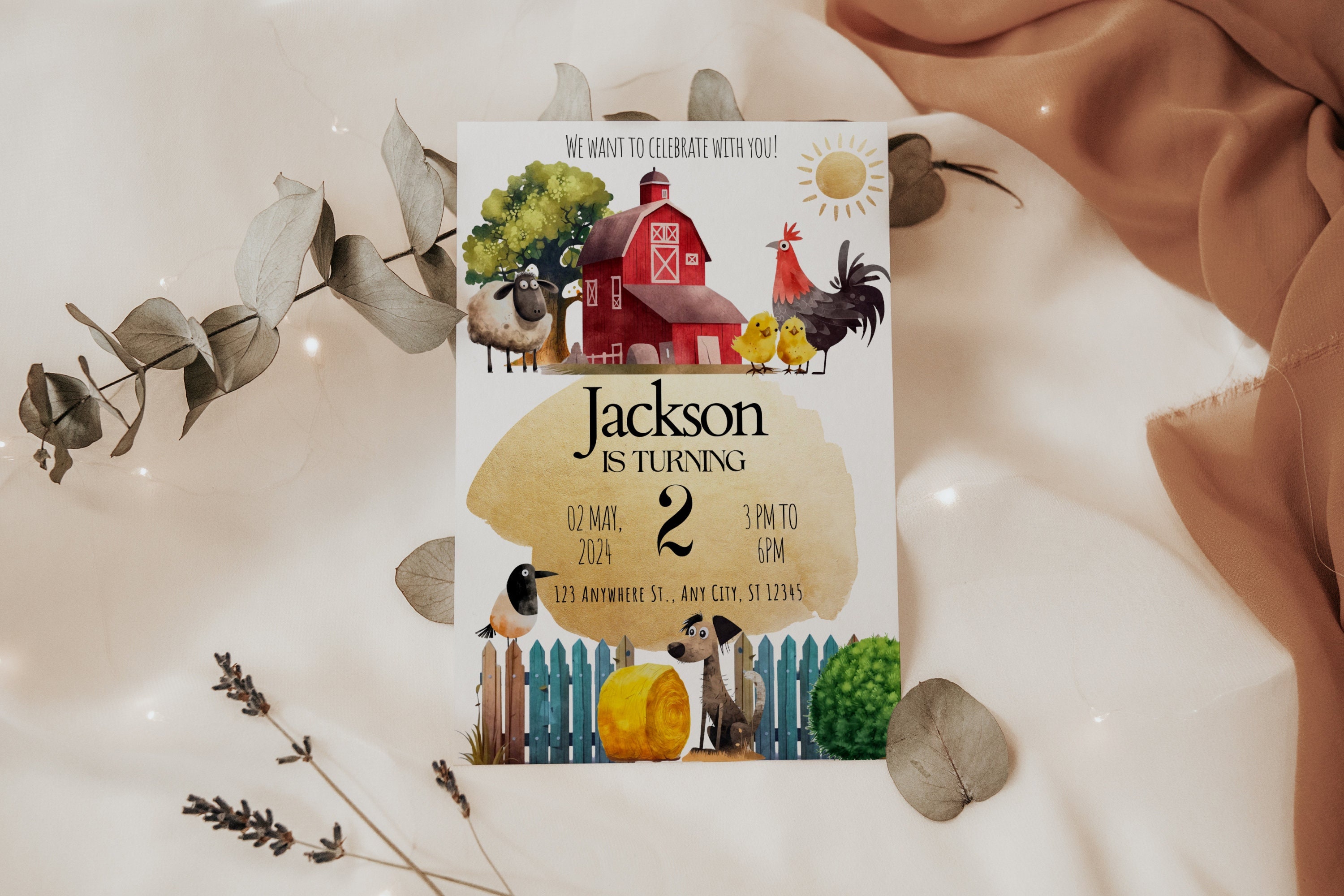 Homestead Farm Birthday Party Invitation, Boys Farm Party Template ...