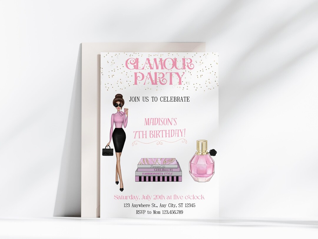 Glamour Birthday Invitation, Makeup Birthday Invite, Beauty Party ...