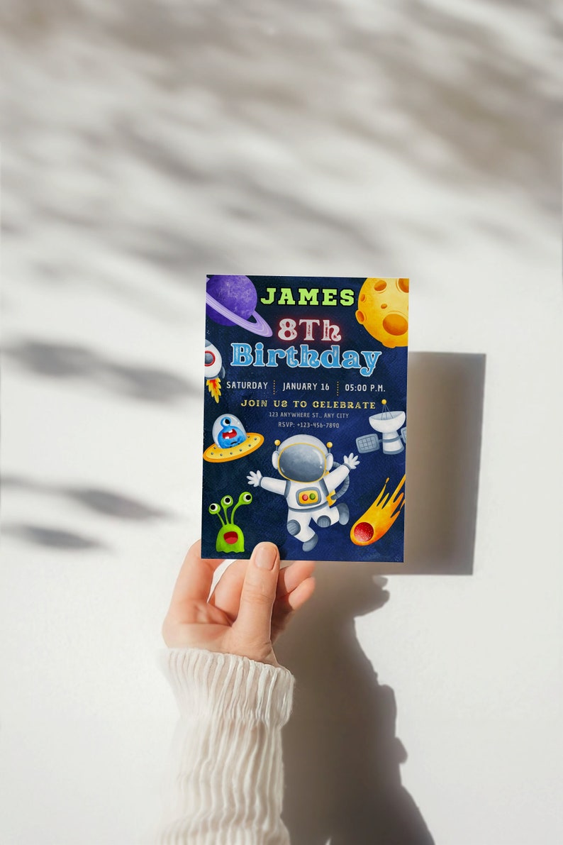 Astronaut Birthday Invitation, Outerspace Birthday Invite, Space Party ...