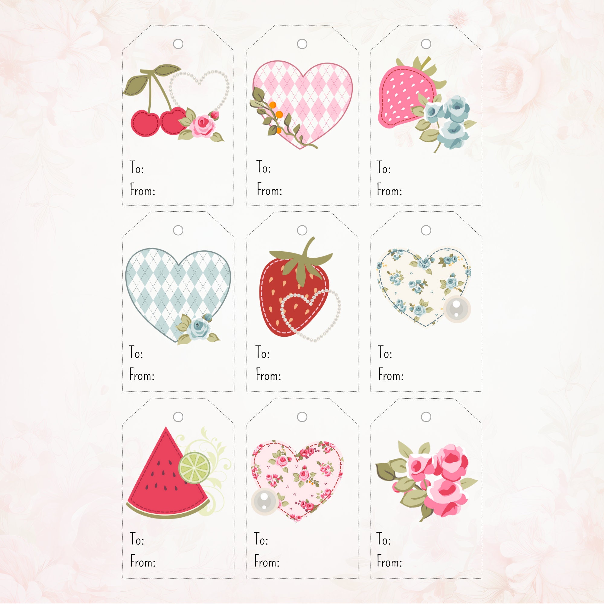Coquette Gift Tags Printable, Valentine's Day Tag, Gift for Her, Floral ...