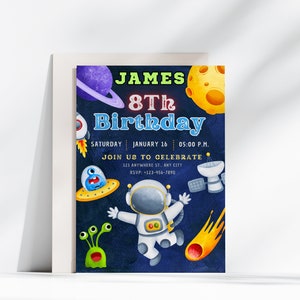 Astronaut Birthday Invitation, Outerspace Birthday Invite, Space Party ...