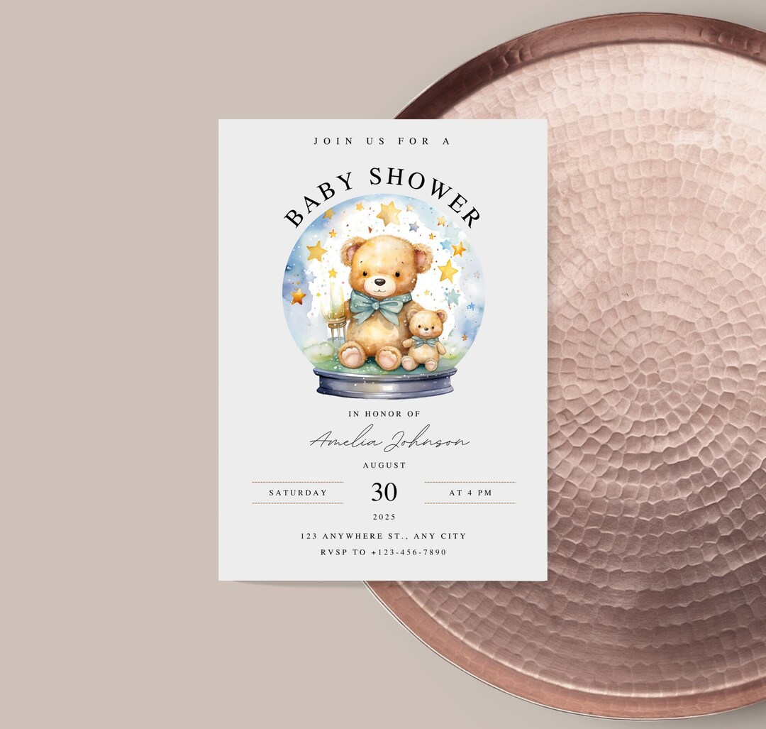 Editable Baby Shower Invitation Baby Shower Invitation Bear - Etsy