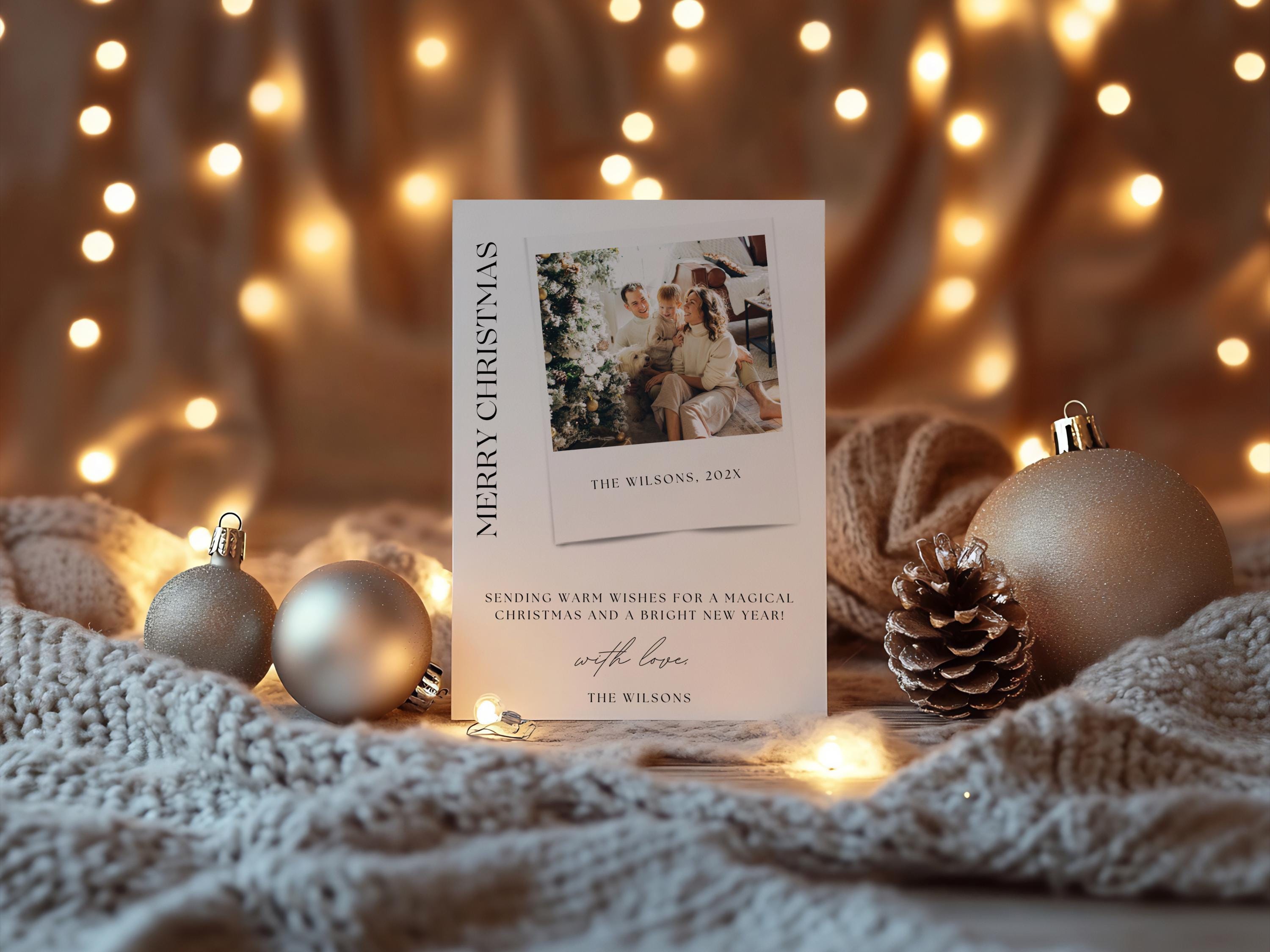 Christmas Polaroid Card Template, Boho Custom Christmas Photo Card ...